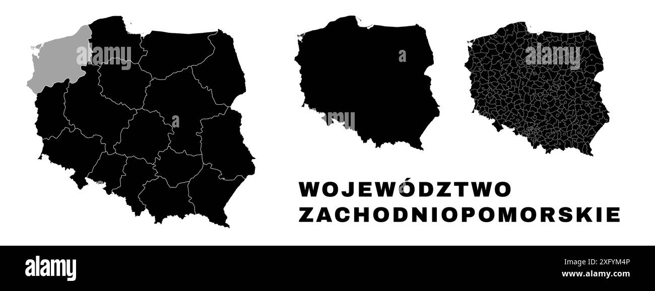 West Pomeranian map, Polish voivodeship. Poland administrative division ...