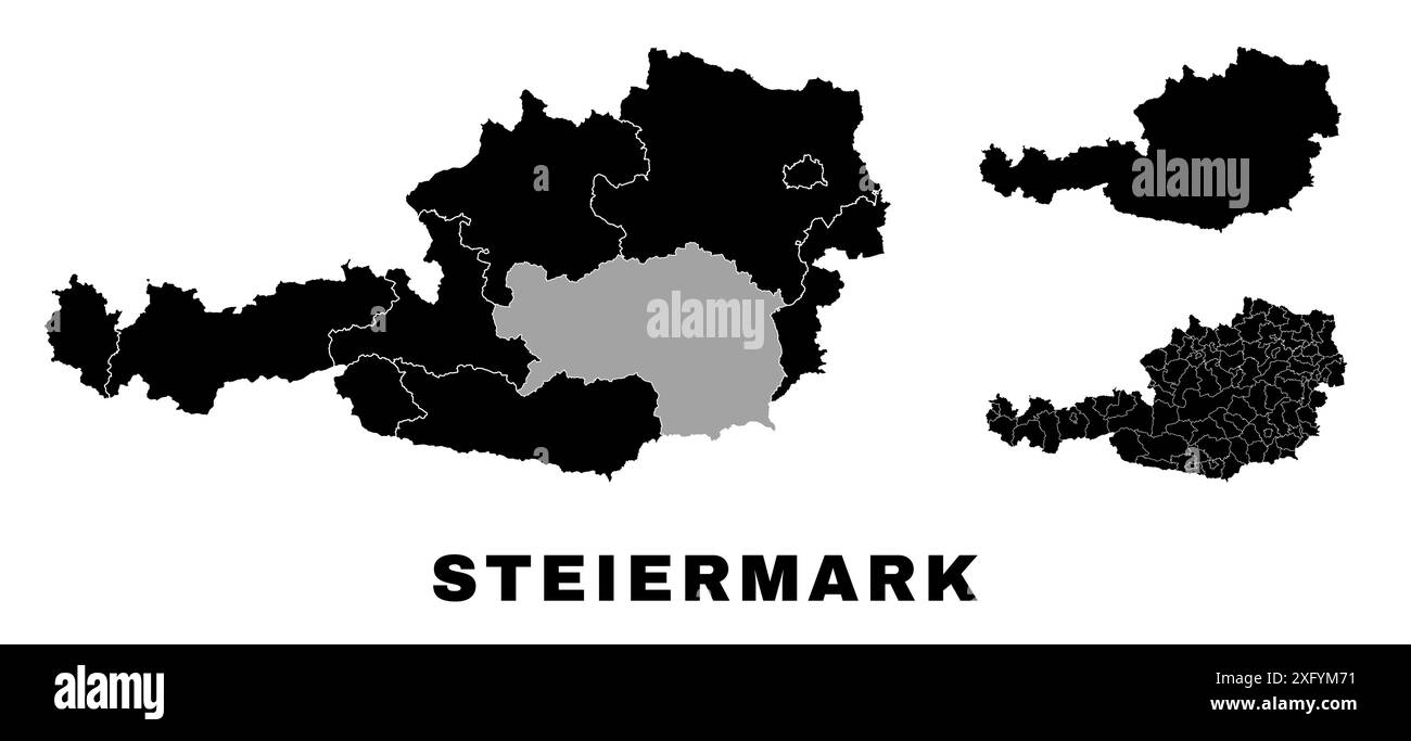 Austria map political hi-res stock photography and images - Alamy