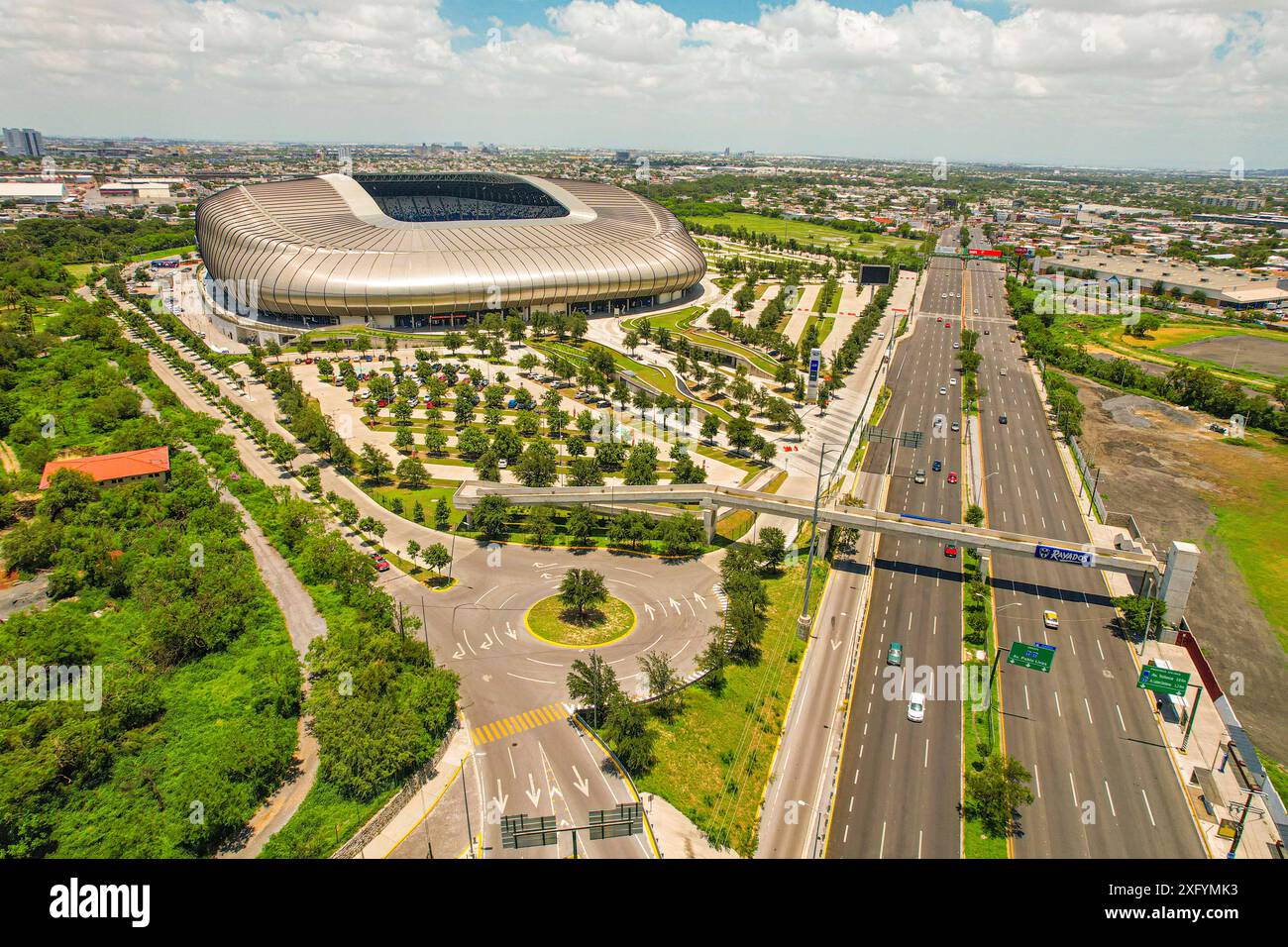 Aerial view of BBVA stadium, home of the Monterrey Soccer Club ...