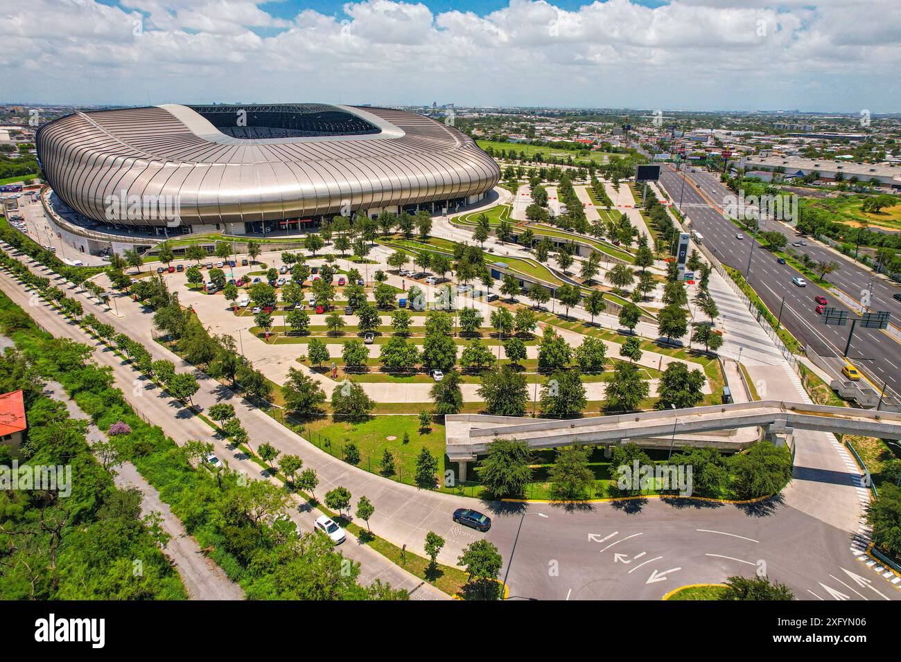 Aerial view of BBVA stadium, home of the Monterrey Soccer Club ...