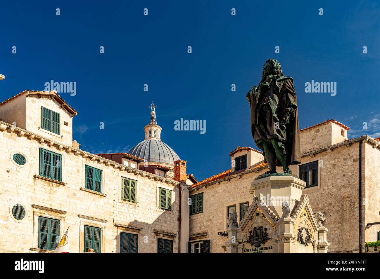 Ivan Gundulic statue on Gundulic Square in Dubrovnik, Croatia, Europe ...