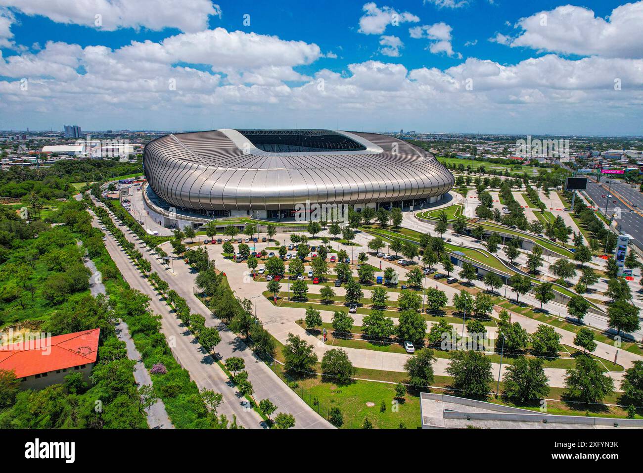 Aerial view of BBVA stadium, home of the Monterrey Soccer Club ...