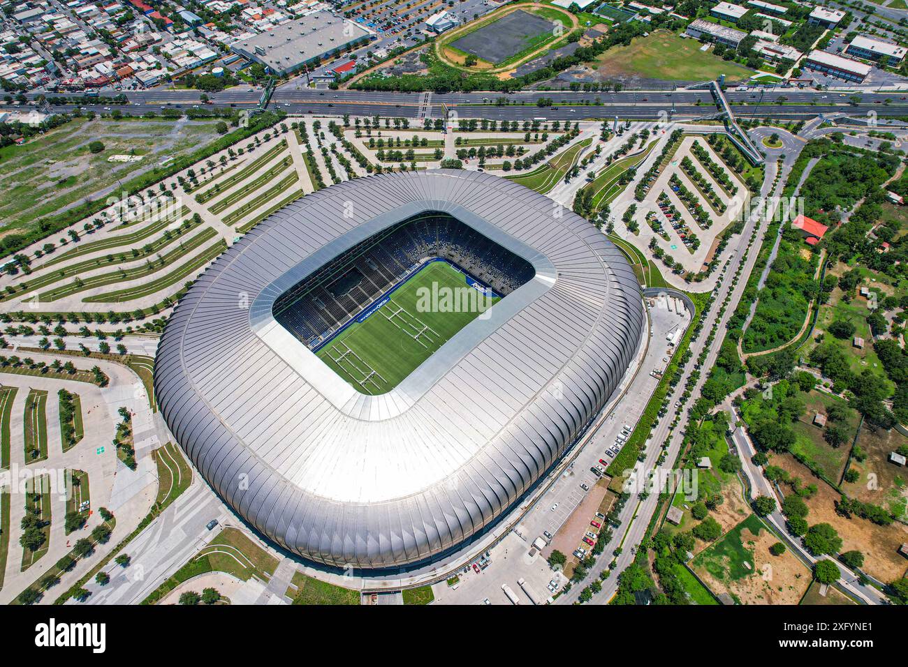 Aerial view of BBVA stadium, home of the Monterrey Soccer Club ...