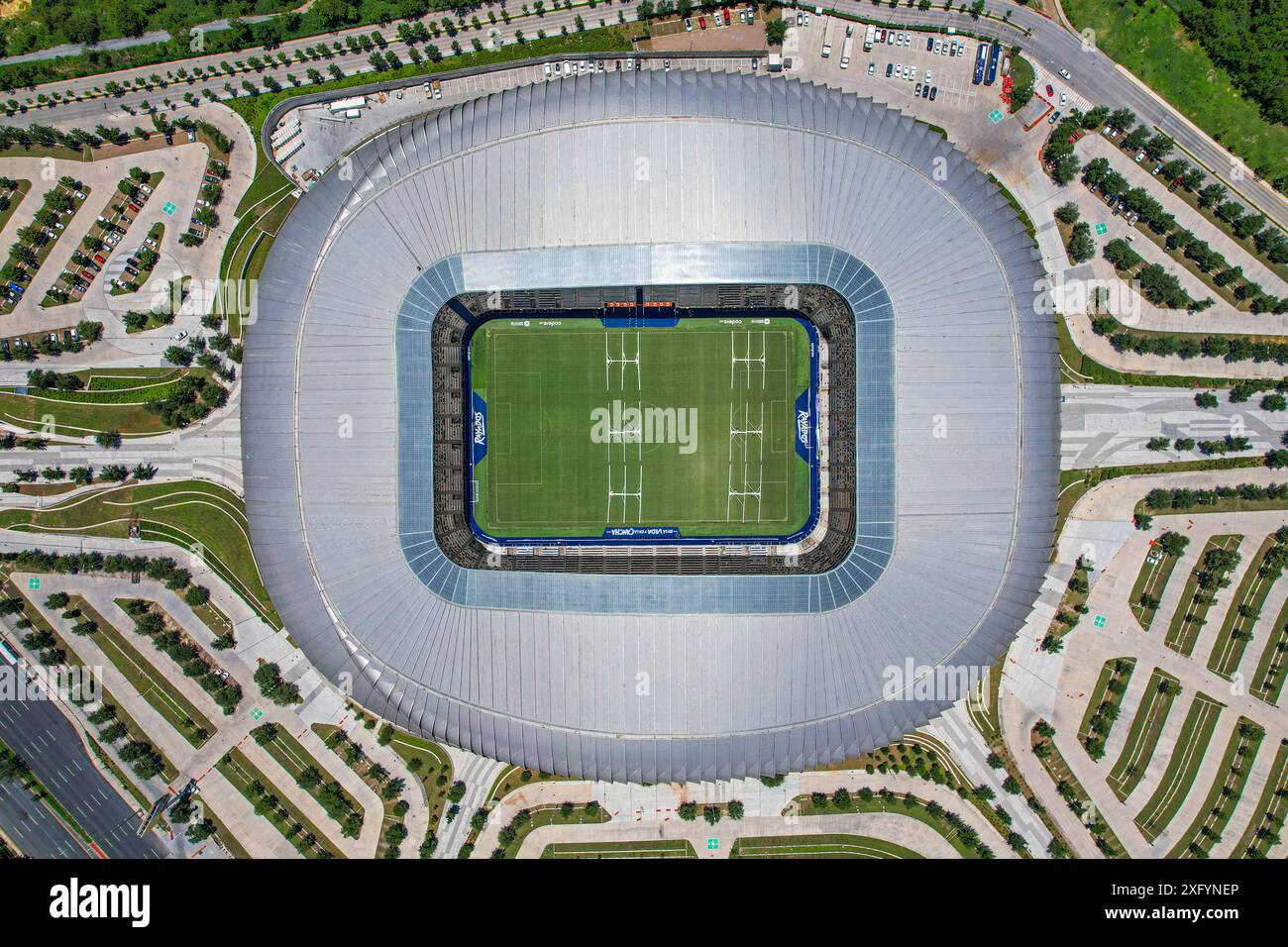 Aerial view of BBVA stadium, home of the Monterrey Soccer Club ...