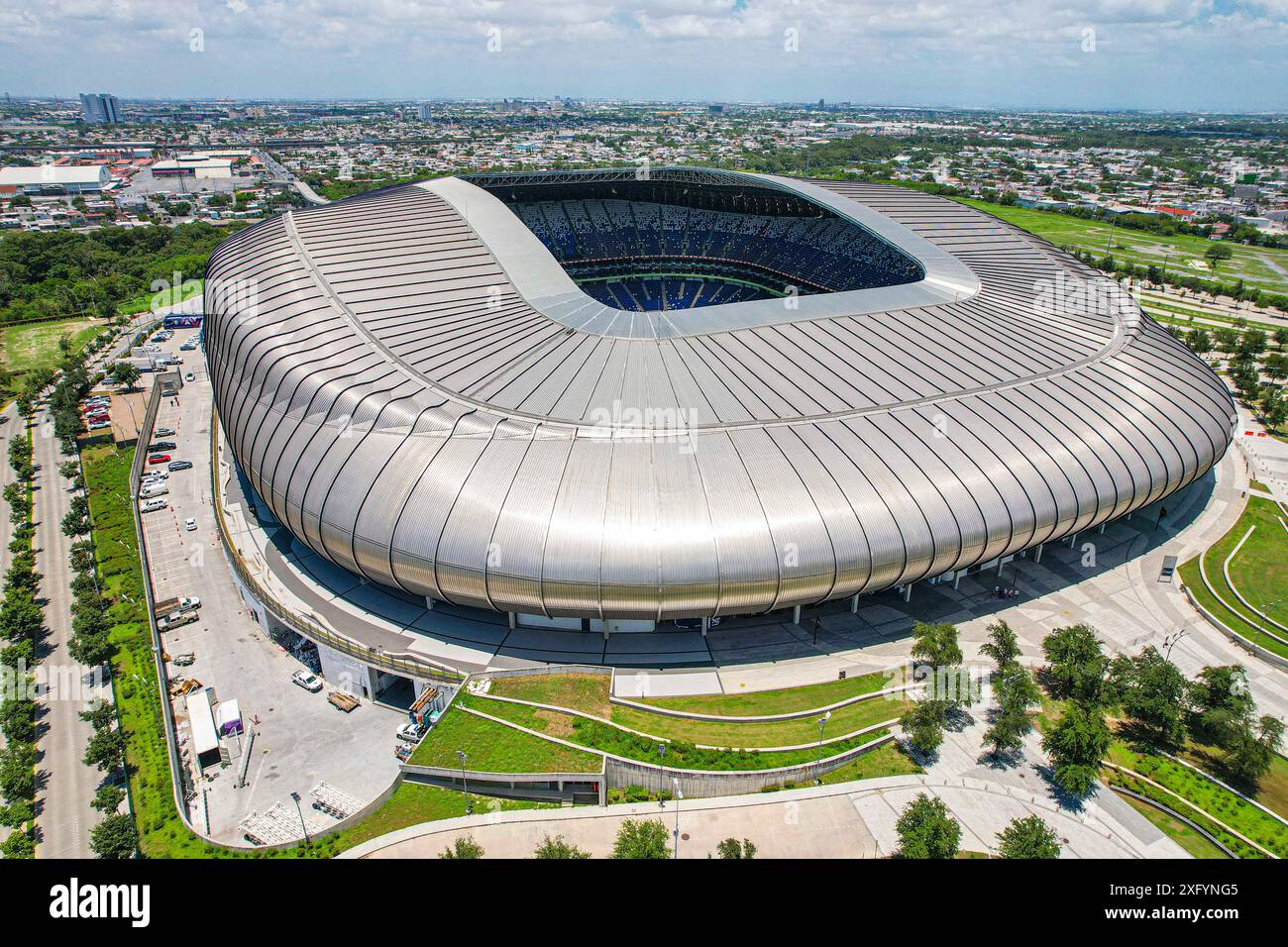 Aerial view of BBVA stadium, home of the Monterrey Soccer Club ...