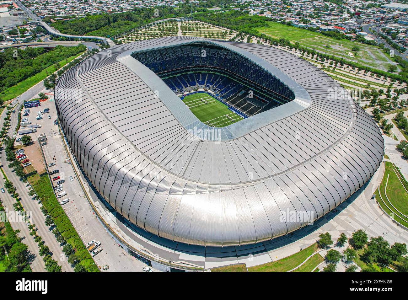 Aerial view of BBVA stadium, home of the Monterrey Soccer Club ...
