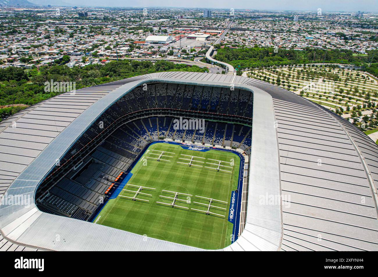 Aerial view of BBVA stadium, home of the Monterrey Soccer Club ...