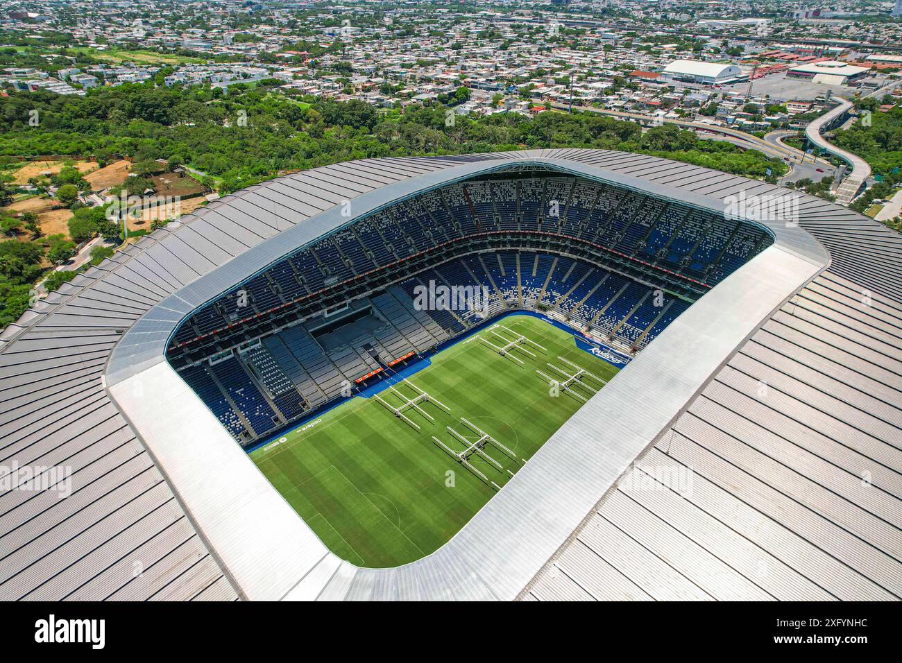 Aerial view of BBVA stadium, home of the Monterrey Soccer Club ...