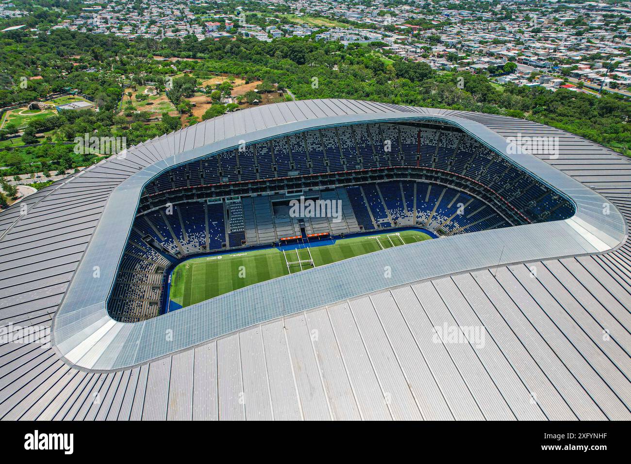 Aerial view of BBVA stadium, home of the Monterrey Soccer Club ...