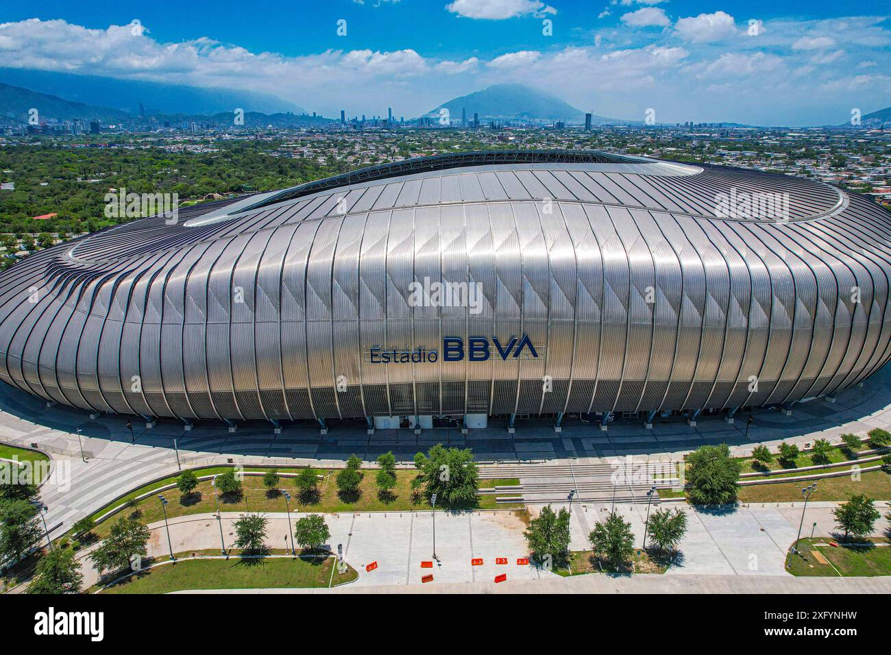 Aerial view of BBVA stadium, home of the Monterrey Soccer Club ...