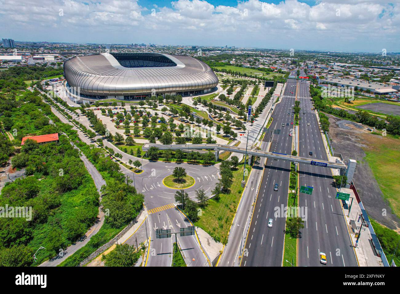 Aerial view of BBVA stadium, home of the Monterrey Soccer Club ...