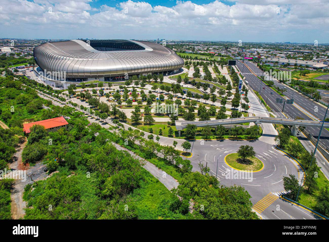 Aerial view of BBVA stadium, home of the Monterrey Soccer Club ...