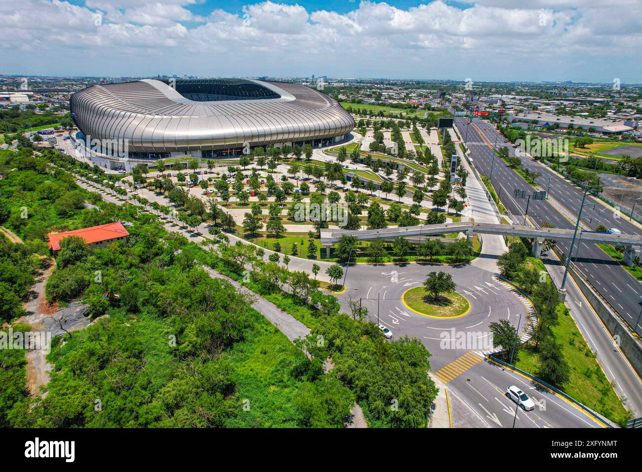 Aerial view of BBVA stadium, home of the Monterrey Soccer Club ...