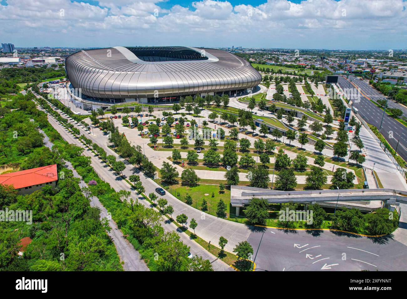 Aerial view of BBVA stadium, home of the Monterrey Soccer Club ...