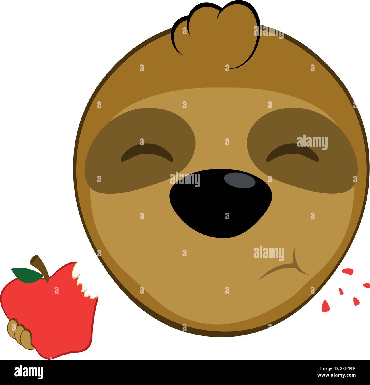 vector illustration face bear sloth character animal cartoon, eating ...