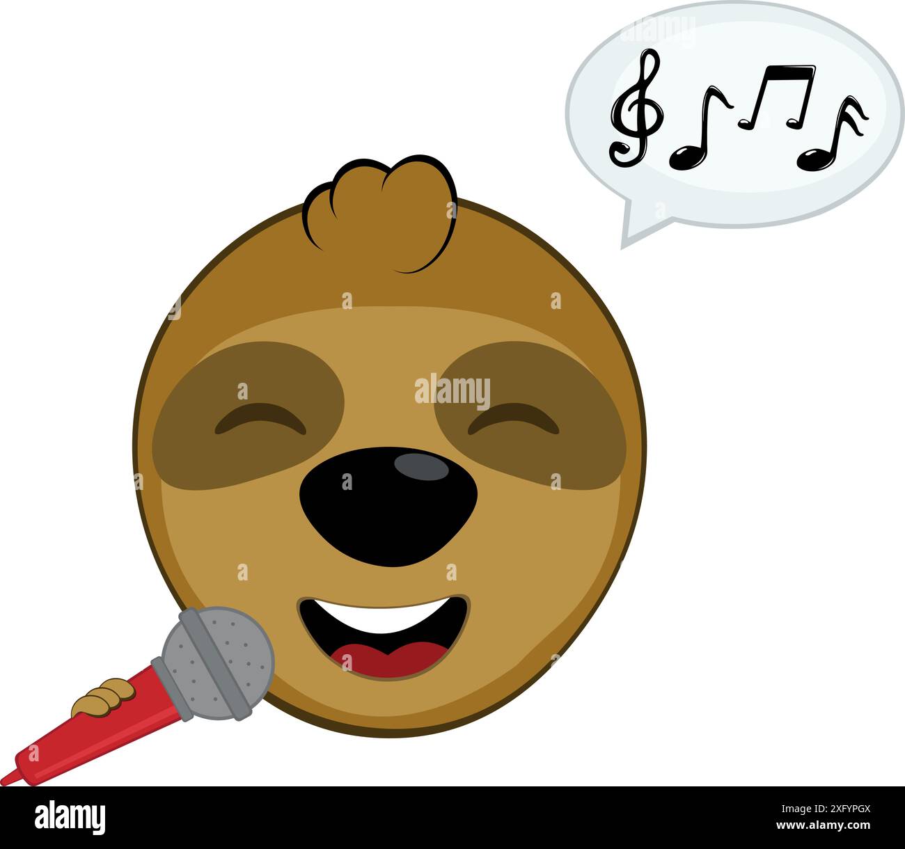 vector illustration face bear sloth character animal cartoon, singing ...