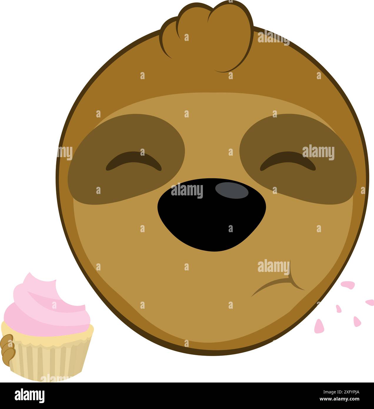 vector illustration face bear sloth character animal cartoon, eating a ...