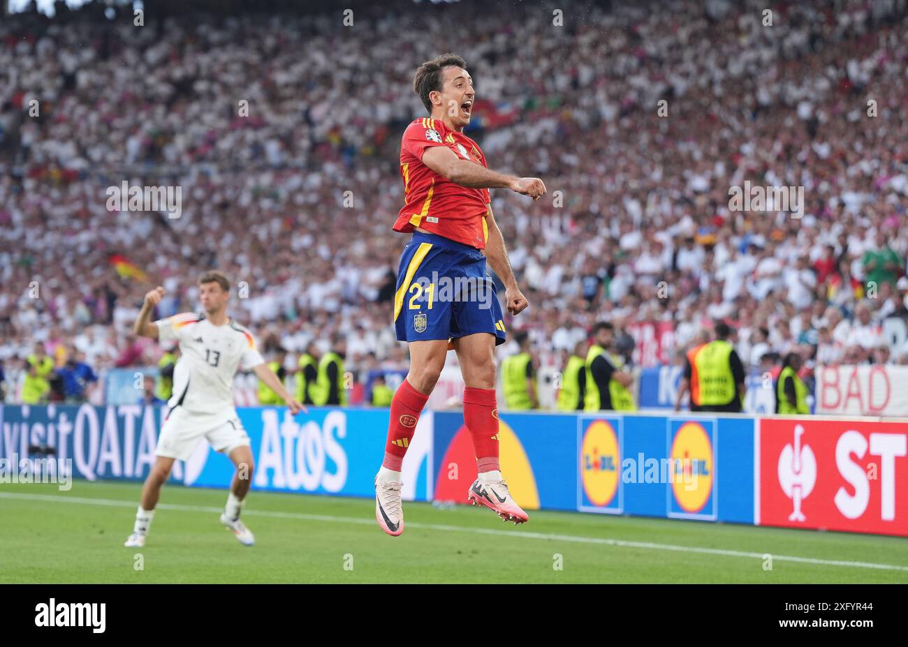 Spain’s Mikel Oyarzabal celebrates their side’s victory in the UEFA ...