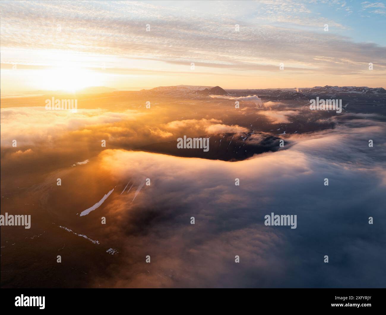 Aerial panorama icelandic landscape hverfjall hi-res stock photography ...