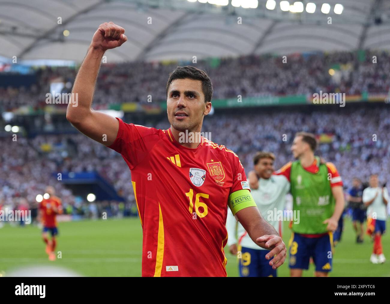 Spain’s Rodri celebrates their side’s victory in the UEFA Euro 2024 ...
