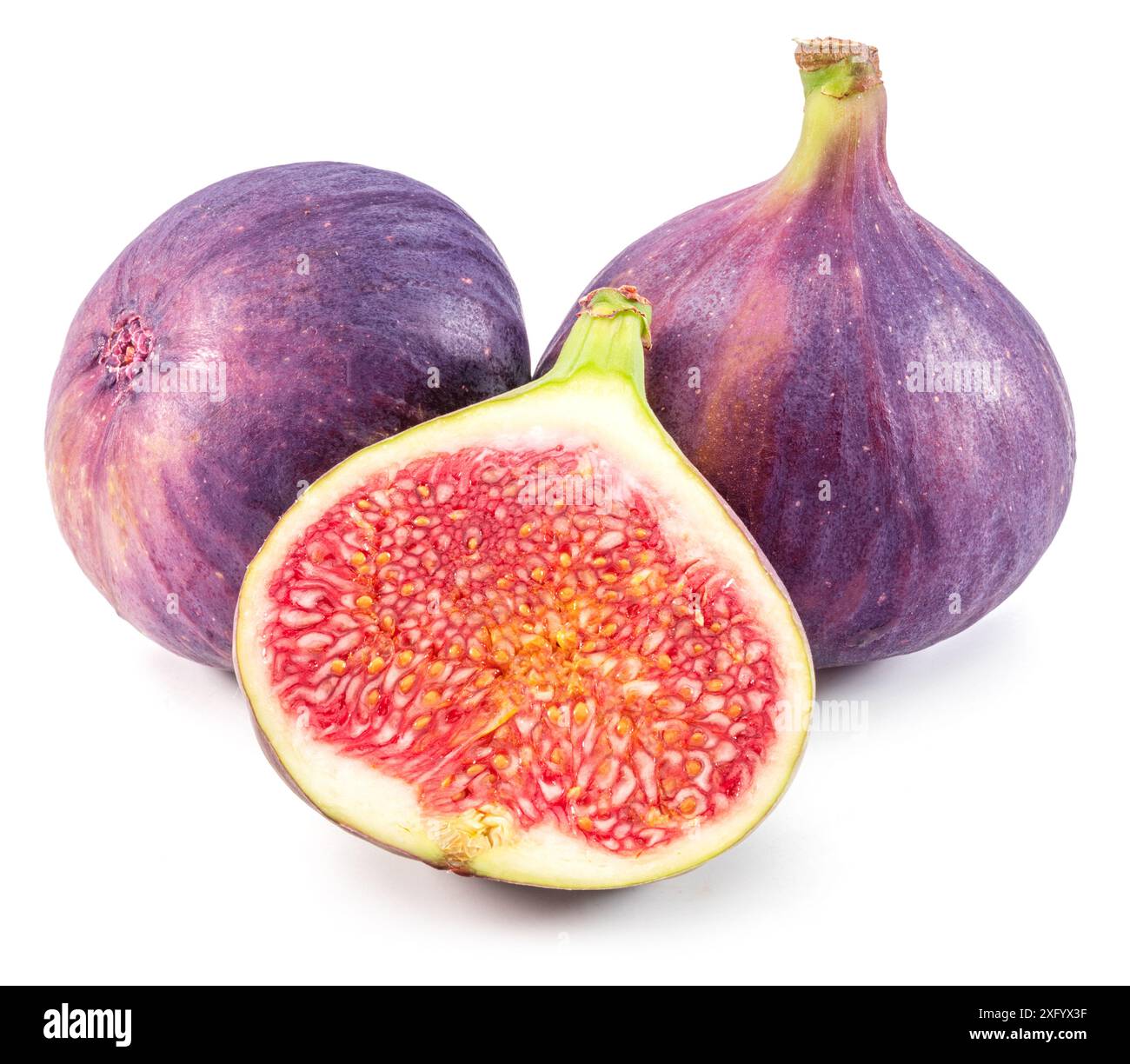 Fig fruits and cross sectio of fig isolated on white background Stock ...