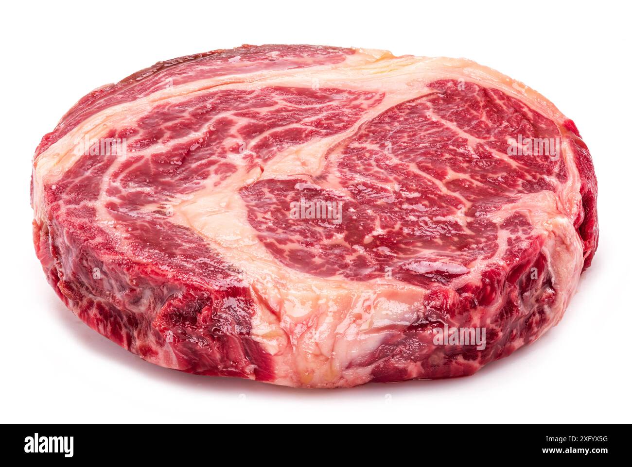 Raw ribeye steak isolated on white background Stock Photo - Alamy