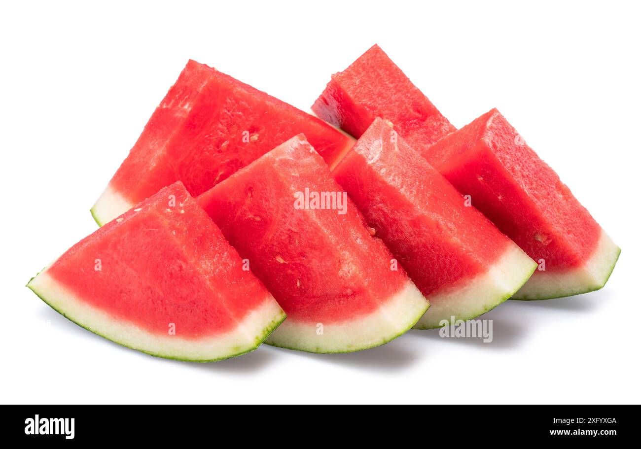 Watermelon triangle slices without seeds isolated on white background ...