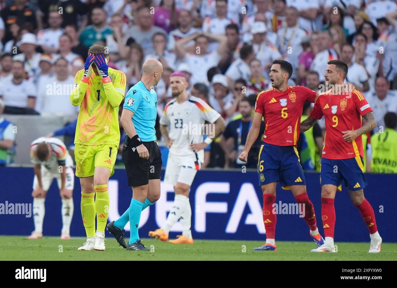 Germany goalkeeper Manuel Neuer reacts after their side’s defeat in the ...