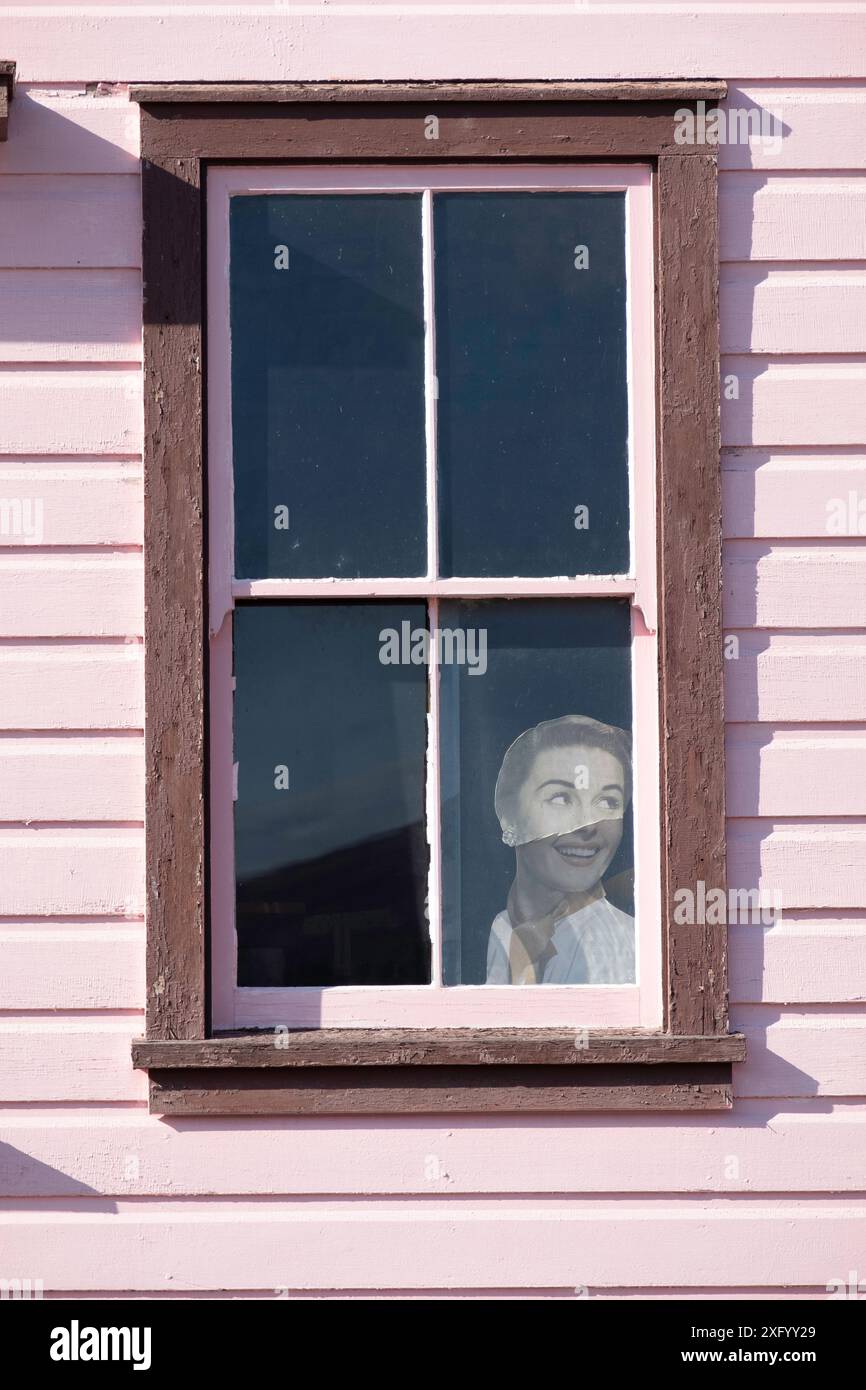 Empty Room Window with Cutout of 1950s-style Woman - Carcross, Yukon ...