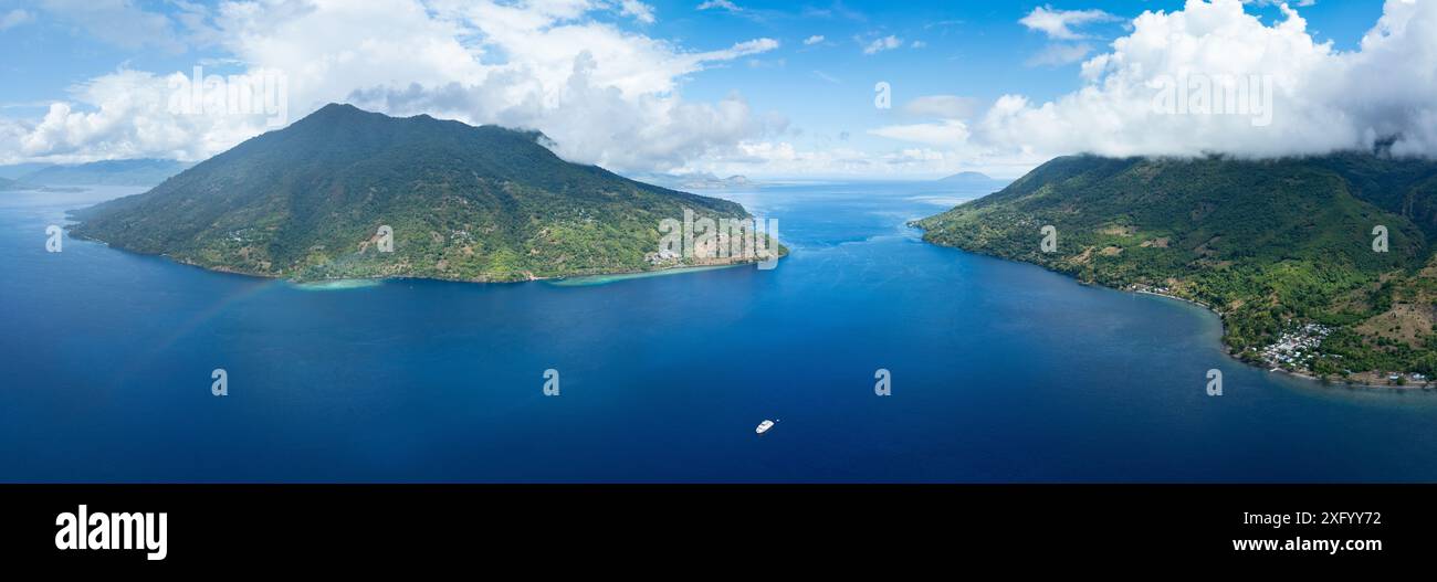 Pulau Pura, a scenic volcano, sits in the middle of the Pantar Strait ...