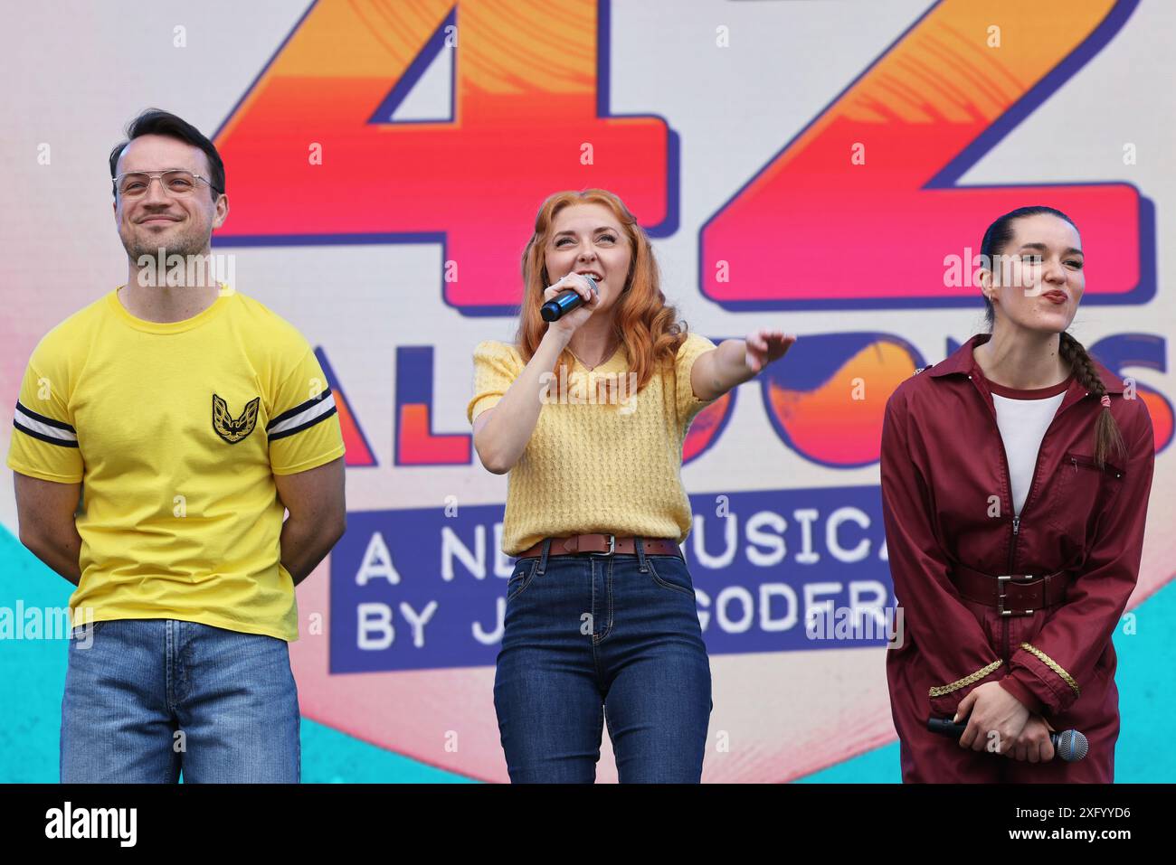 The cast of new musical 42 balloons, performing at West End Live 2024 ...