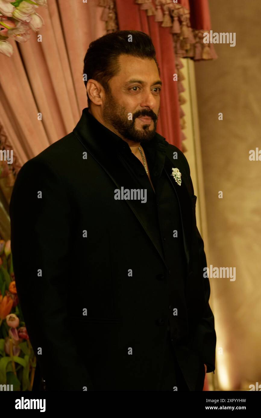Bollywood actor Salman Khan poses for a picture during pre-wedding ...