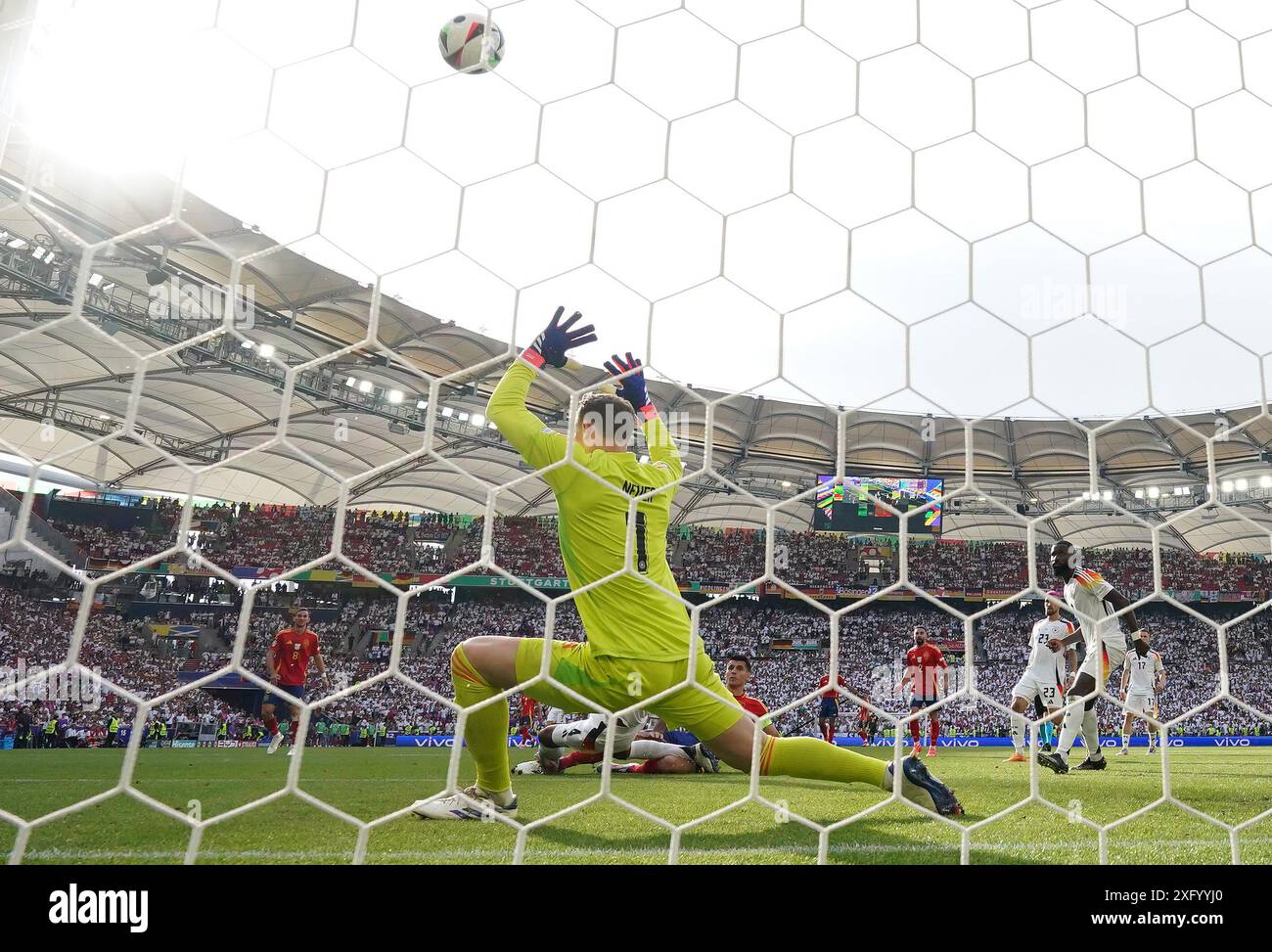 Germany goalkeeper Manuel Neuer makes a save during the UEFA Euro 2024 ...