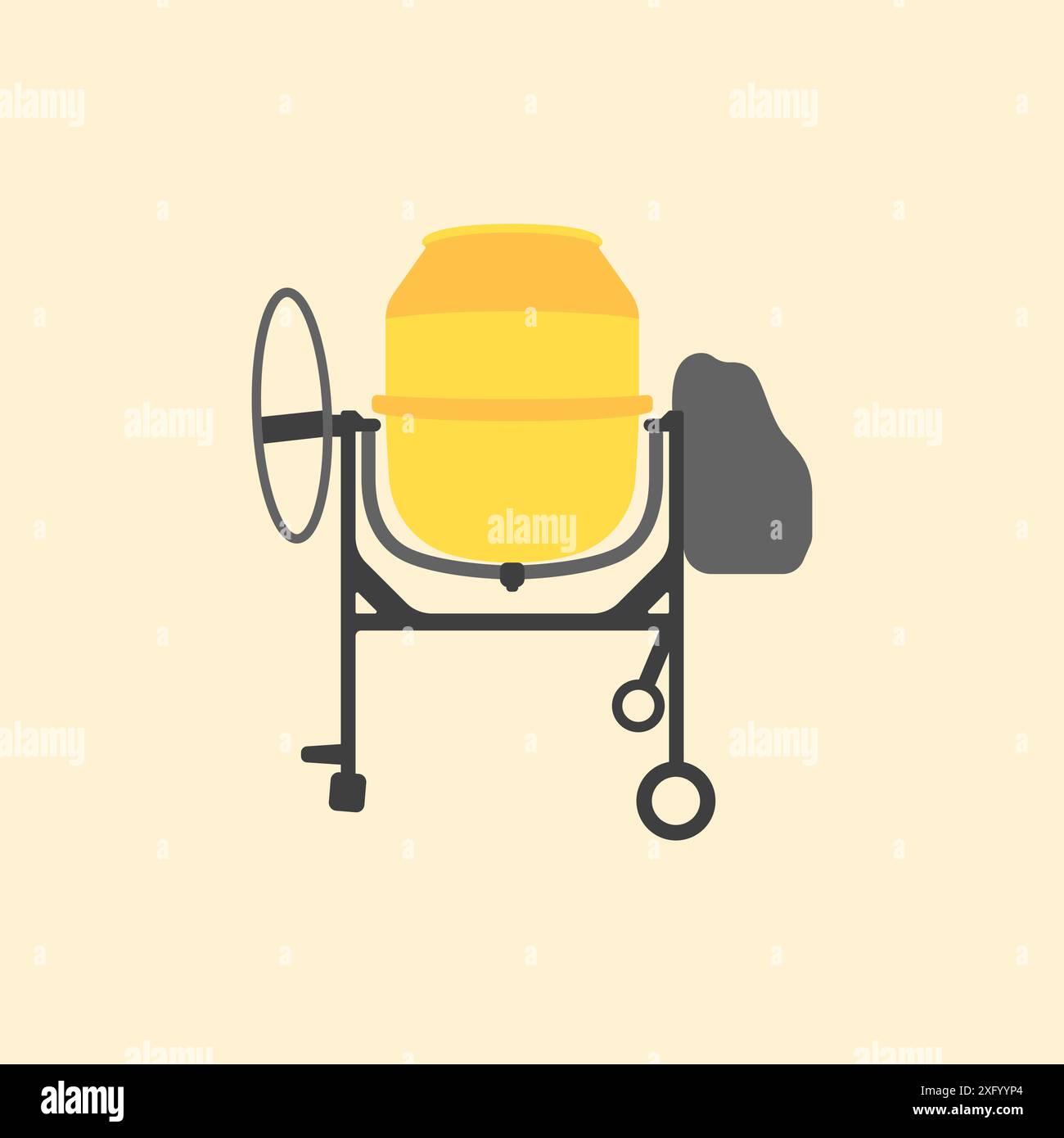 Cement mixer at construction site. Construction power tool logo vector ...