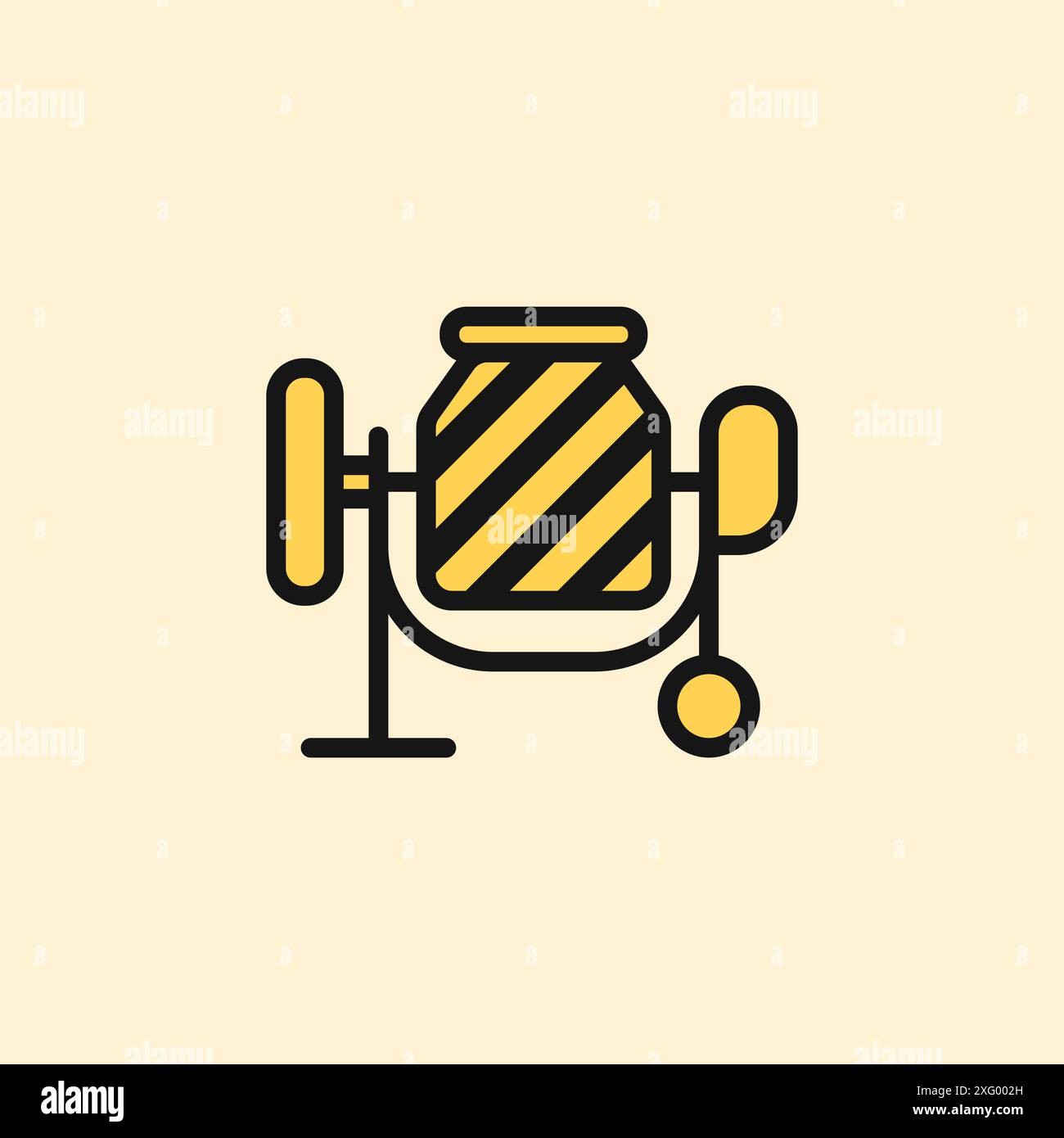 Cement mixer at construction site. Construction power tool logo vector ...
