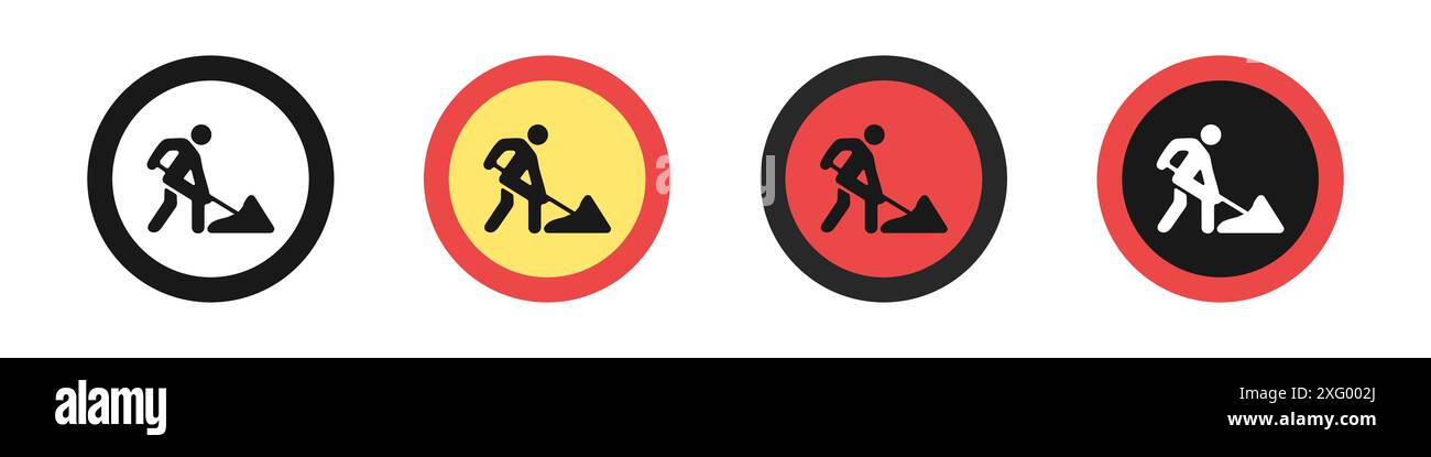 Construction warning sign. Construction work sign icon. Vector ...