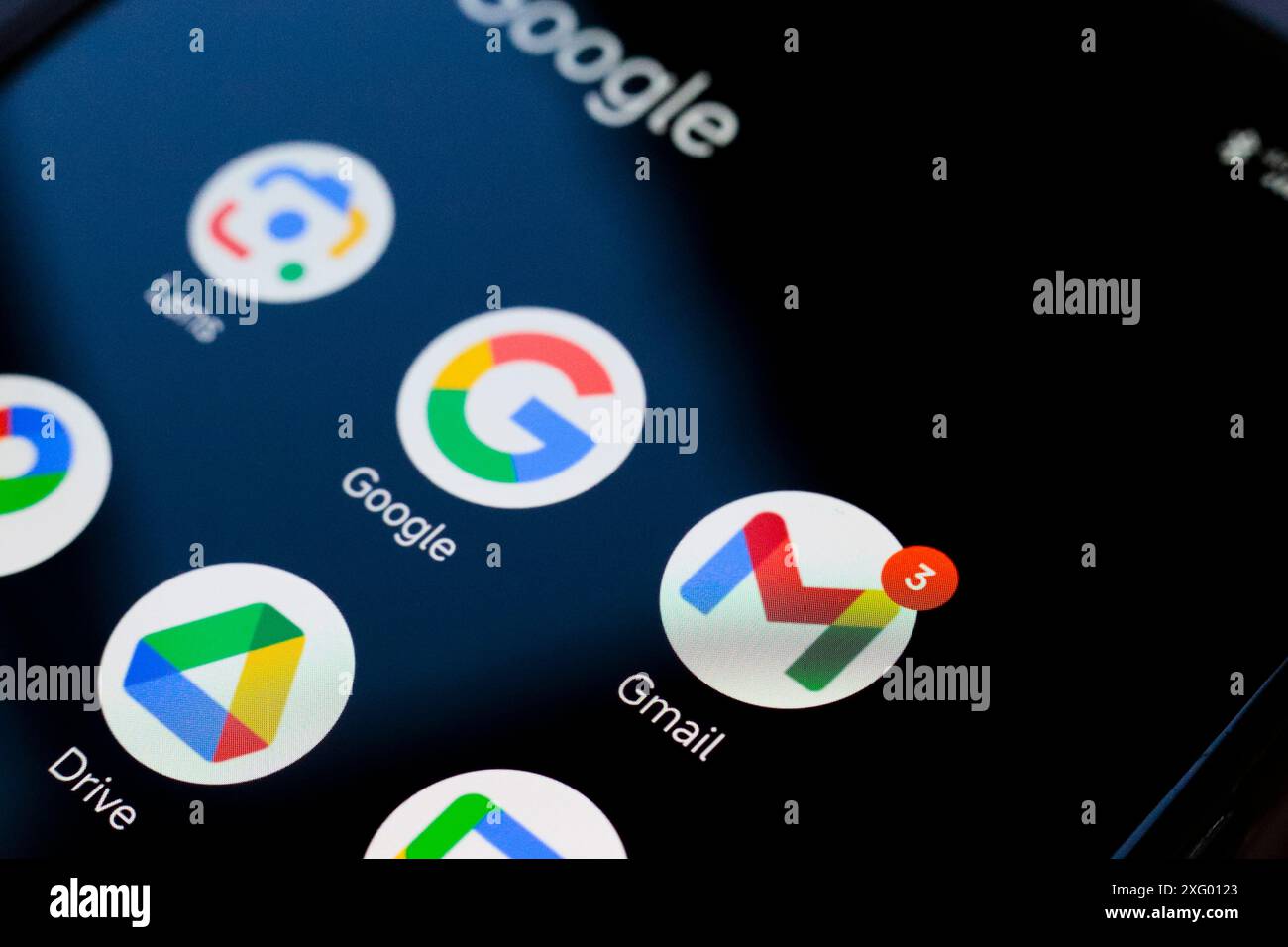 In this photo illustration, Google, Google Lens, Gmail and Drive apps ...