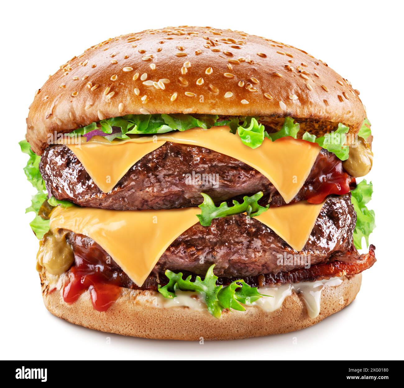 Burger ketchup mustard slices Cut Out Stock Images & Pictures - Alamy