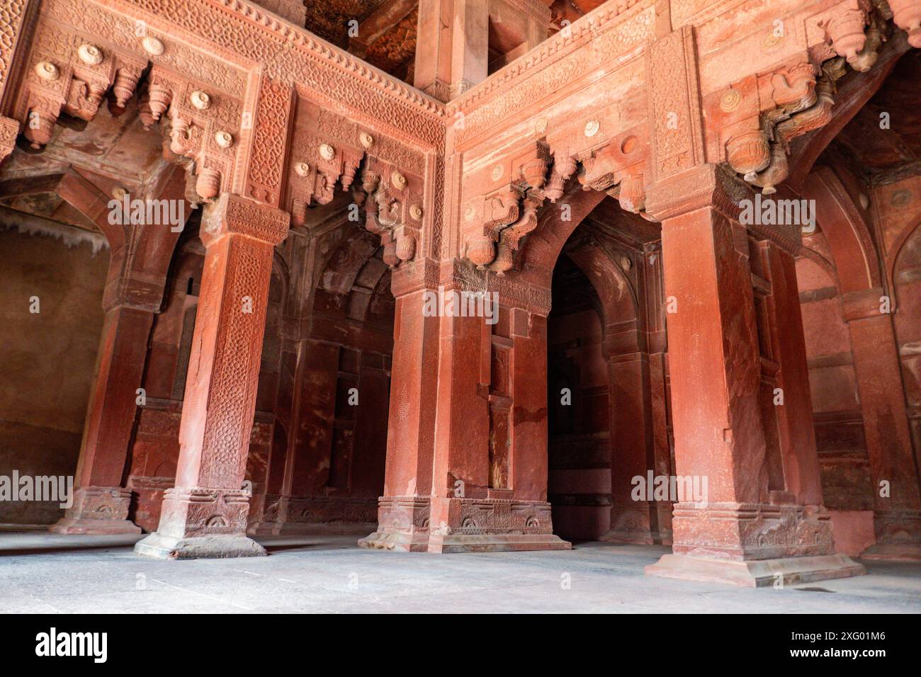 Intricate interior of historic Red Fort architecture in Delhi, India ...