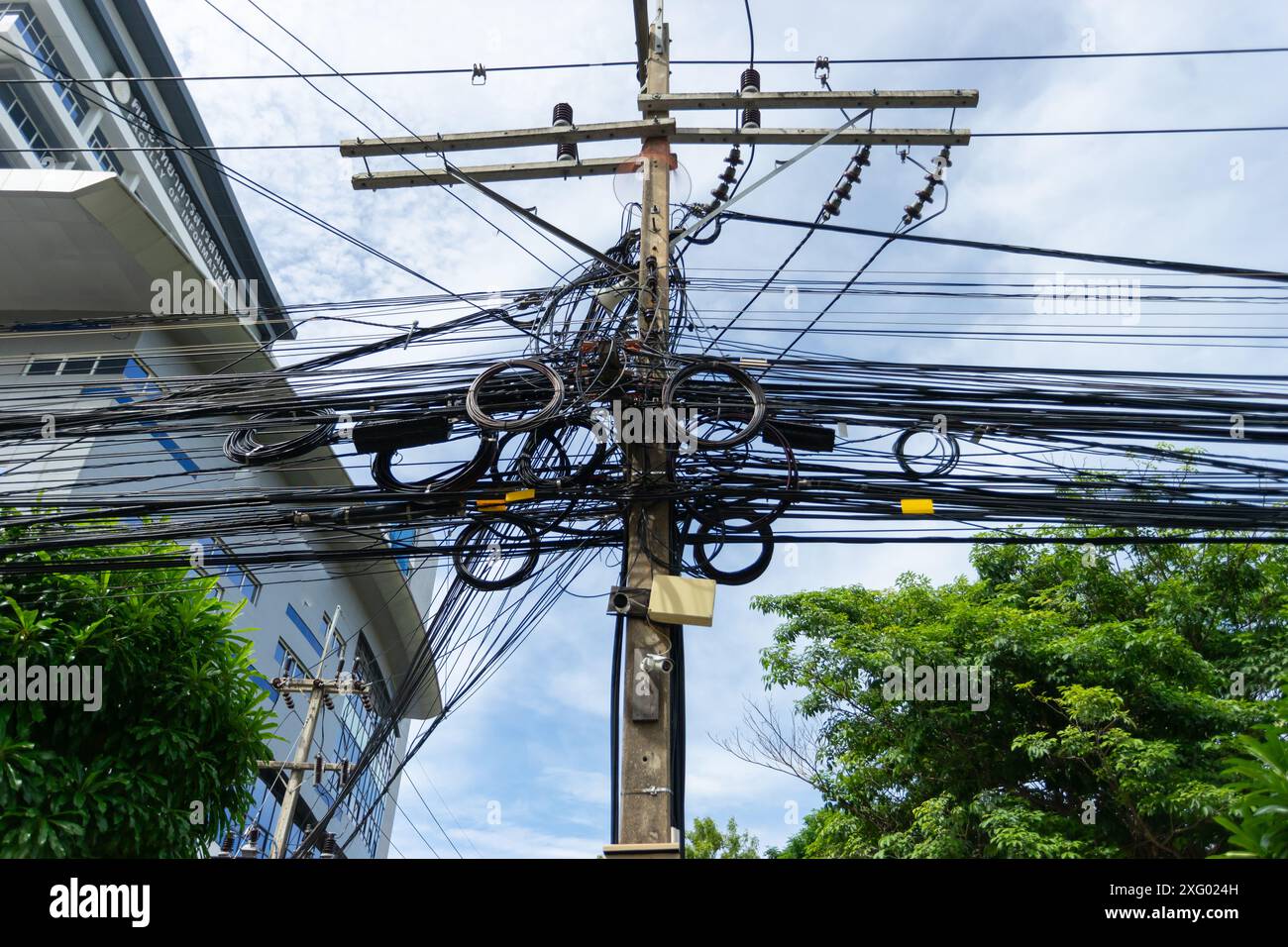 An electrical pole that shows the disorder in the arrangement of the ...