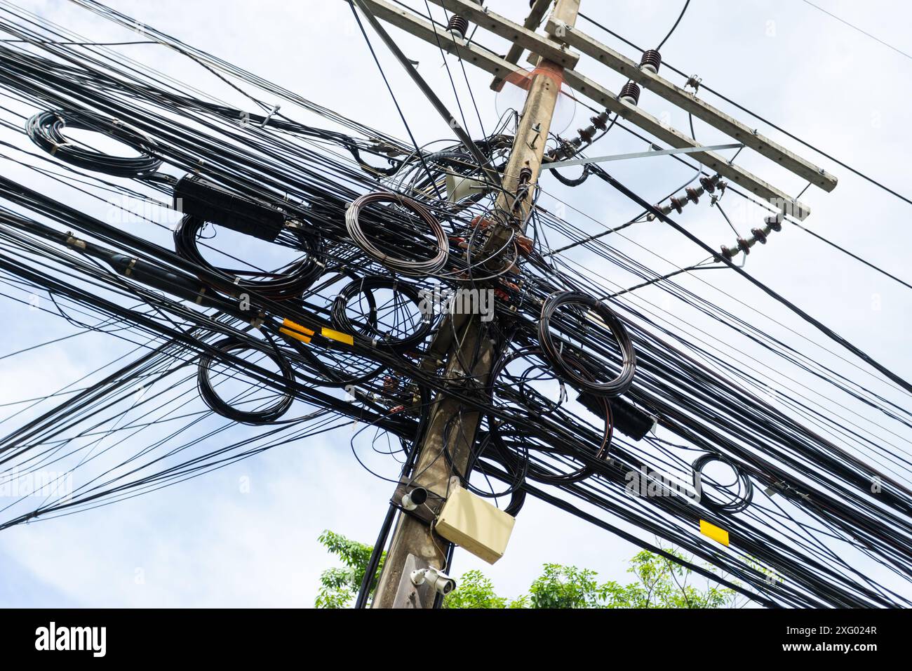 An electrical pole that shows the disorder in the arrangement of the ...