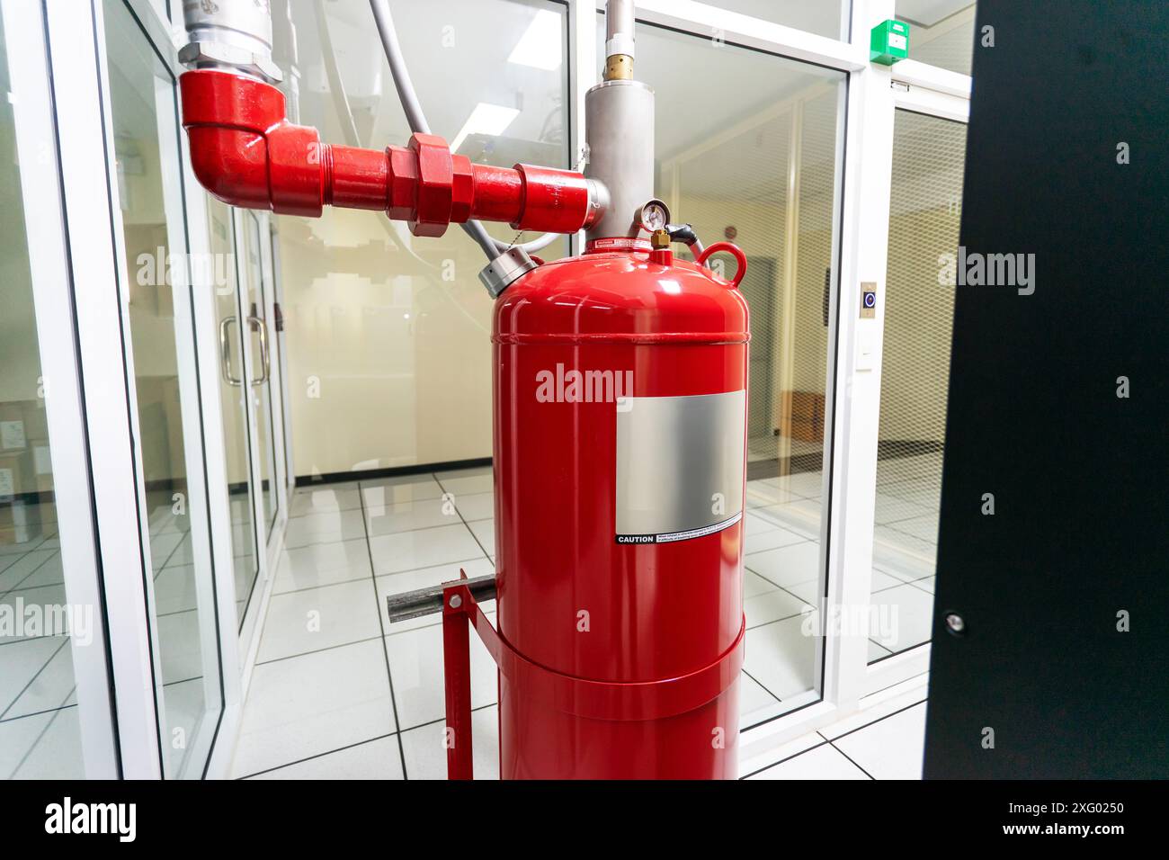 A large fire extinguisher was set up in the server room for enhanced ...