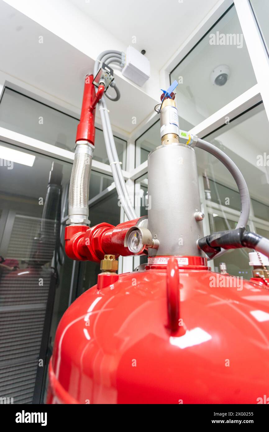 A large fire extinguisher was set up in the server room for enhanced ...