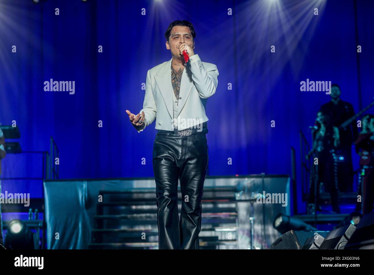 Singer Christian Nodal during a concert at the WiZink Center, on July 5 ...