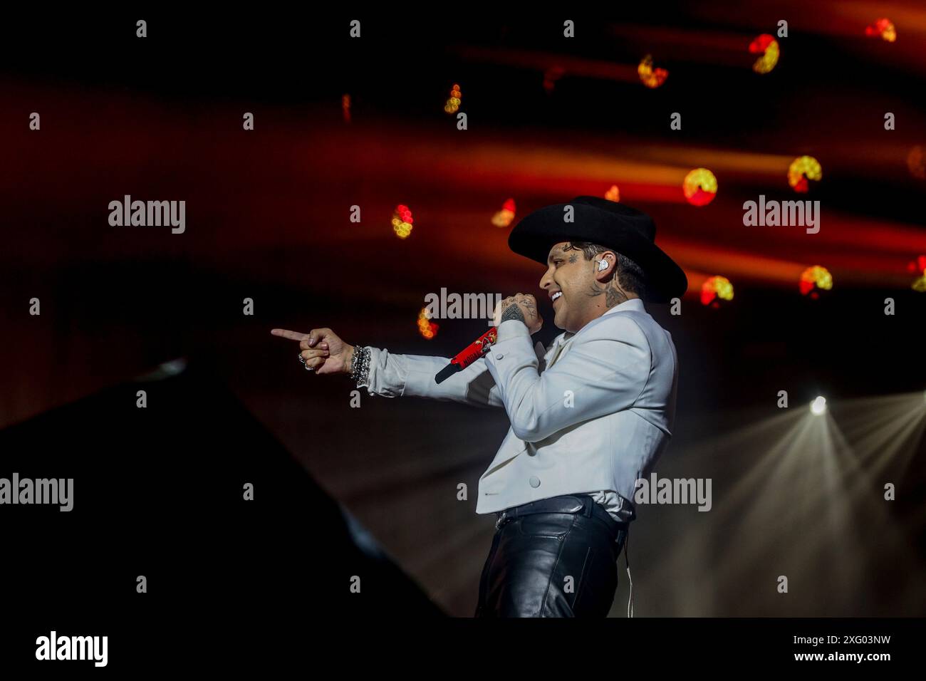 Singer Christian Nodal during a concert at the WiZink Center, on July 5 ...