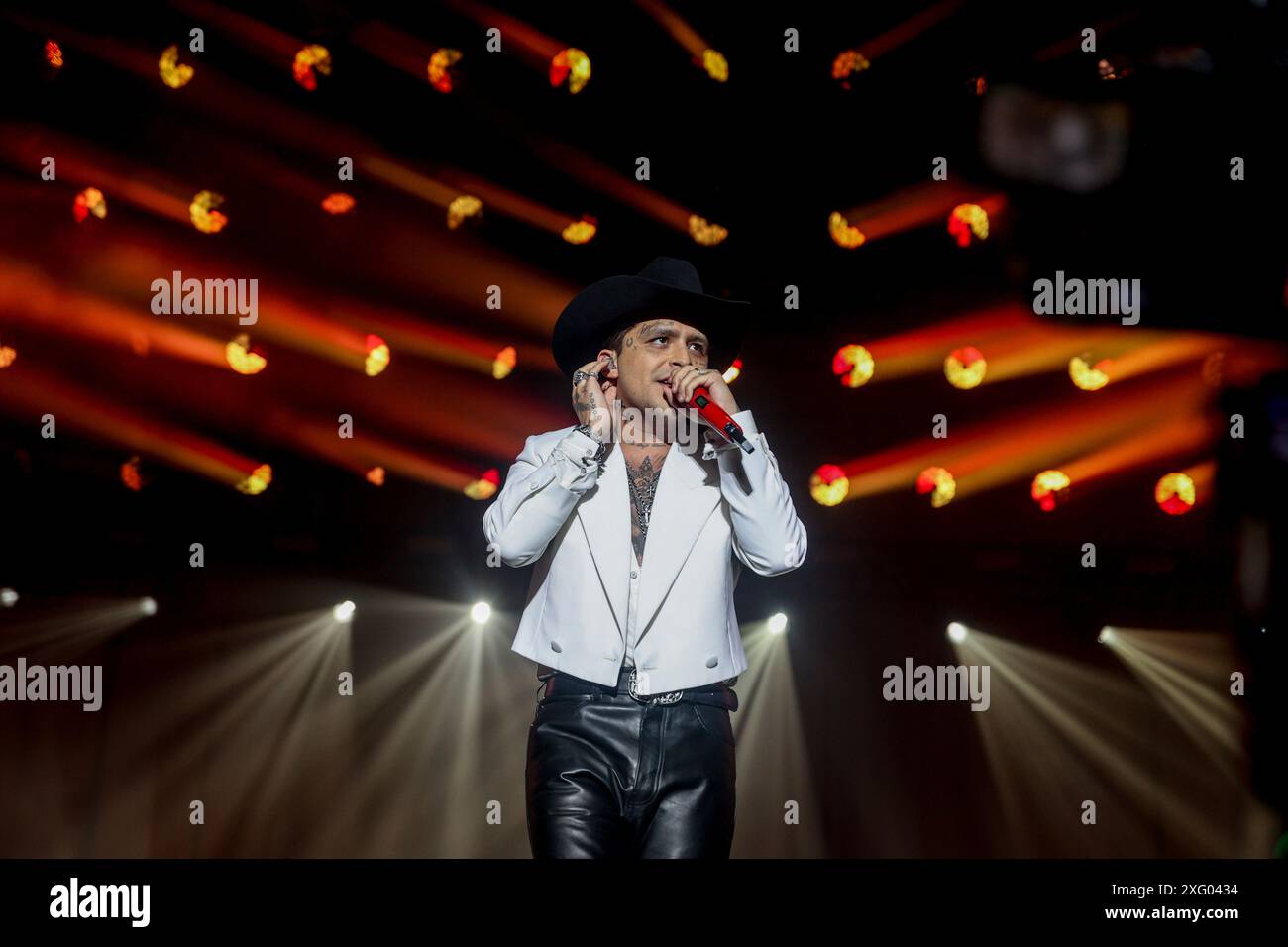 Singer Christian Nodal during a concert at the WiZink Center, on July 5 ...