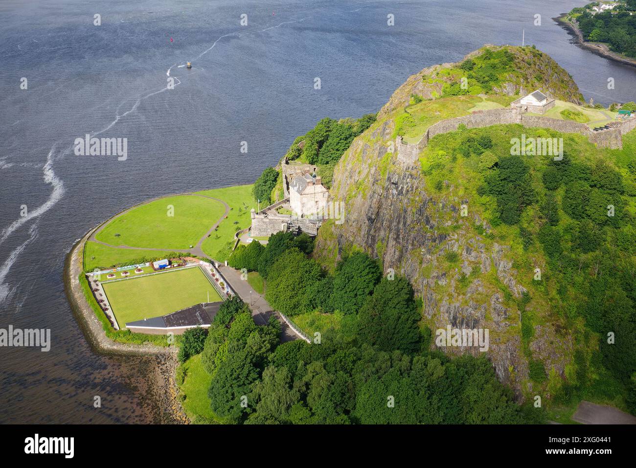 Drone aerial looking down dumbarton castle hi-res stock photography and ...
