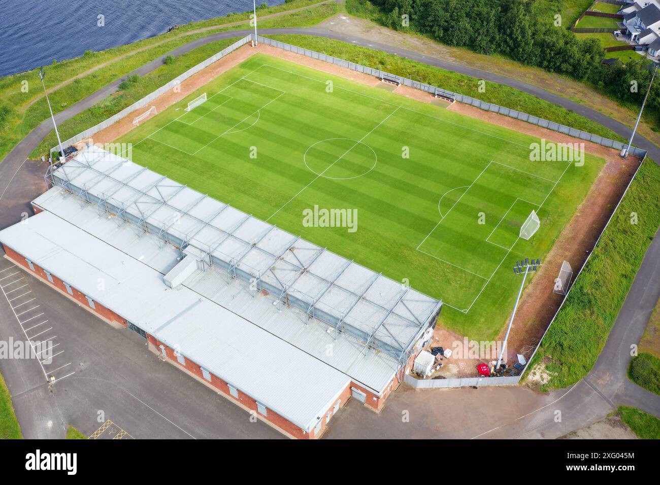 Dumbarton Football Club stadium aerial view Stock Photo - Alamy