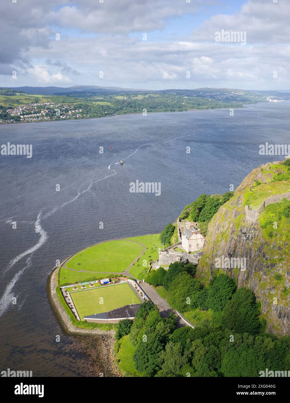 Drone aerial looking down dumbarton castle hi-res stock photography and ...