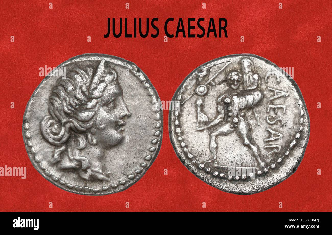 Julius Caesar Antique Roman Silver Denarius Stock Photo - Alamy